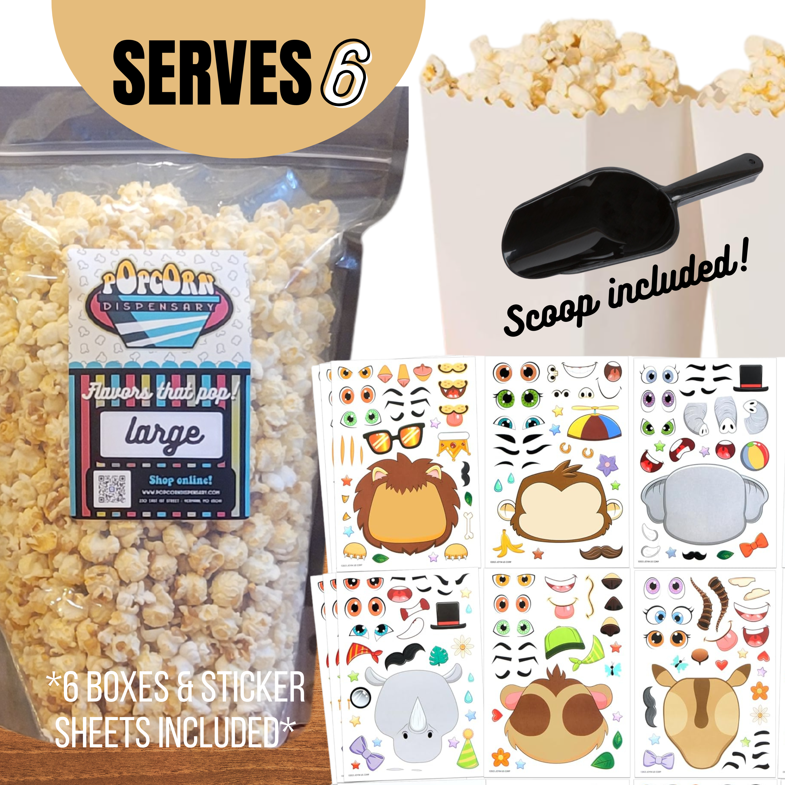 Safari Animals STICK & SNACK Popcorn Party Pack ~ SERVES 6 | The ...